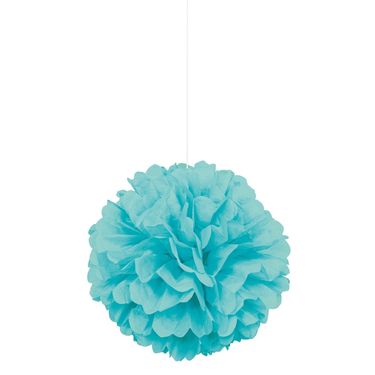 Caribbean Blue Puff Hanging Decoration, 16 Inches | Party Expert
