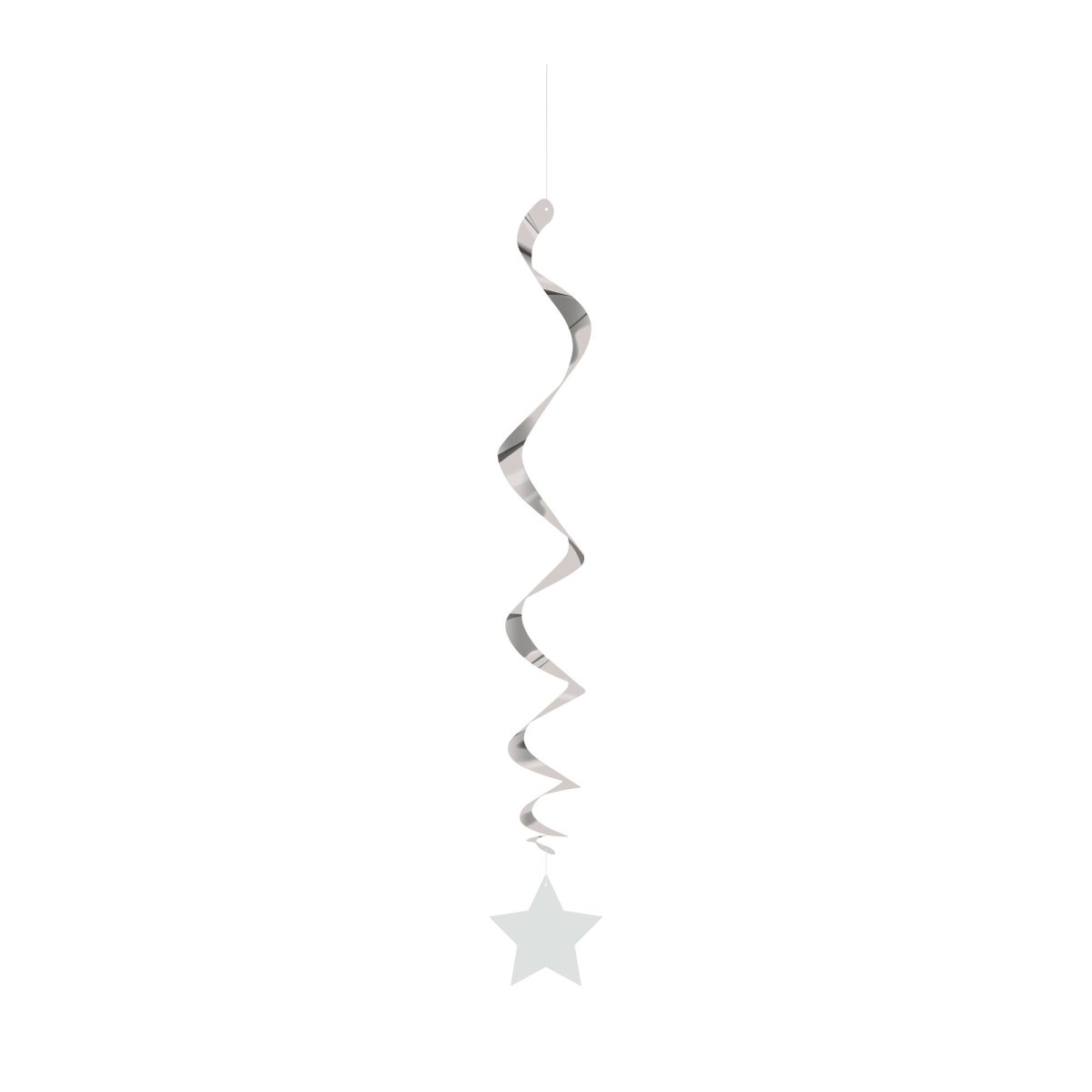 Silver Hanging Star Swirl Decorations, 26 Inches | Party Expert