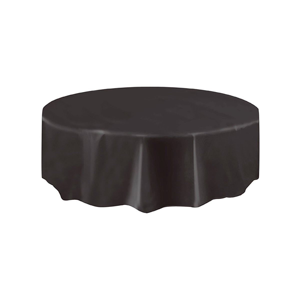 Black Round Plastic Table Cover, 84 Inches | Party Expert