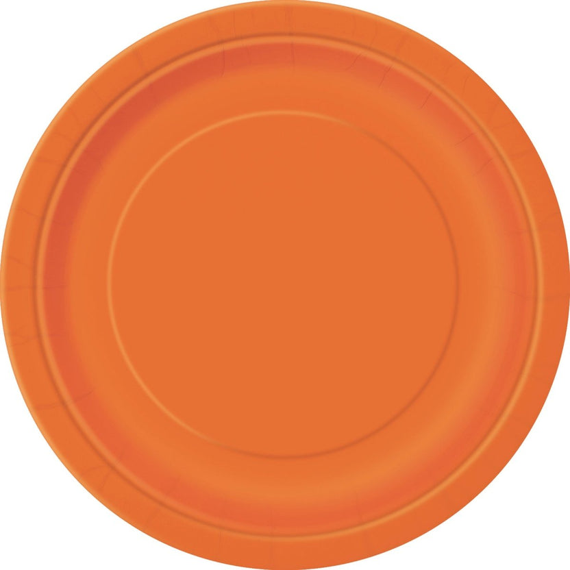 Pumpkin Orange Large Round Lunch Paper Plates, 9 Inches | Party Expert