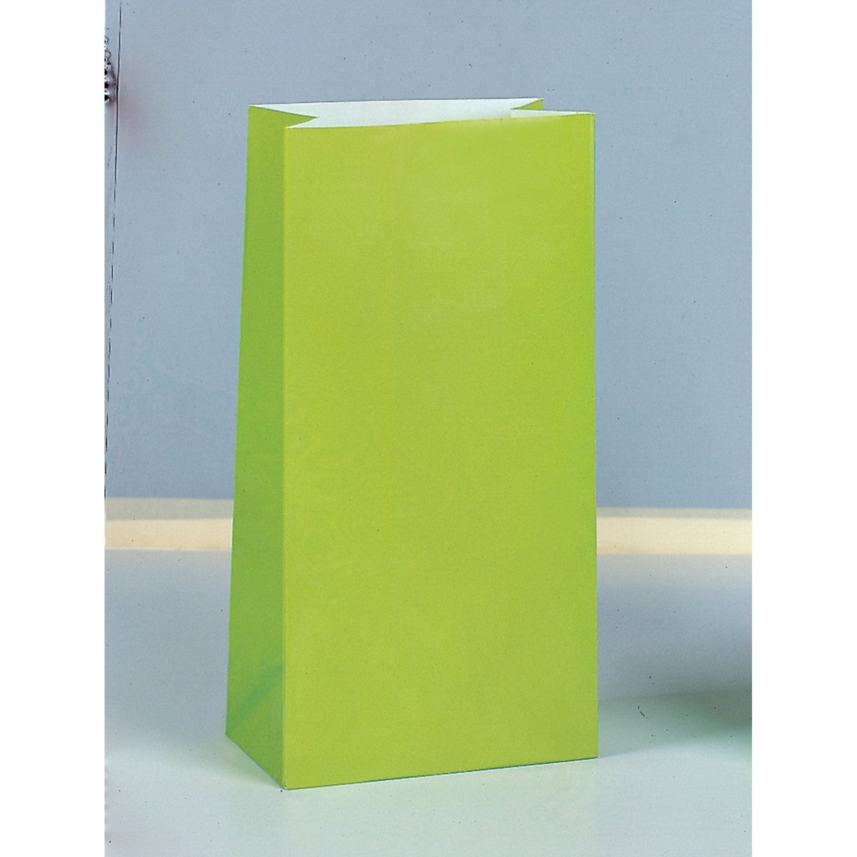 Kiwi Green Paper Party Bags, 10 x 5 Inches, 12 Count | Party Expert
