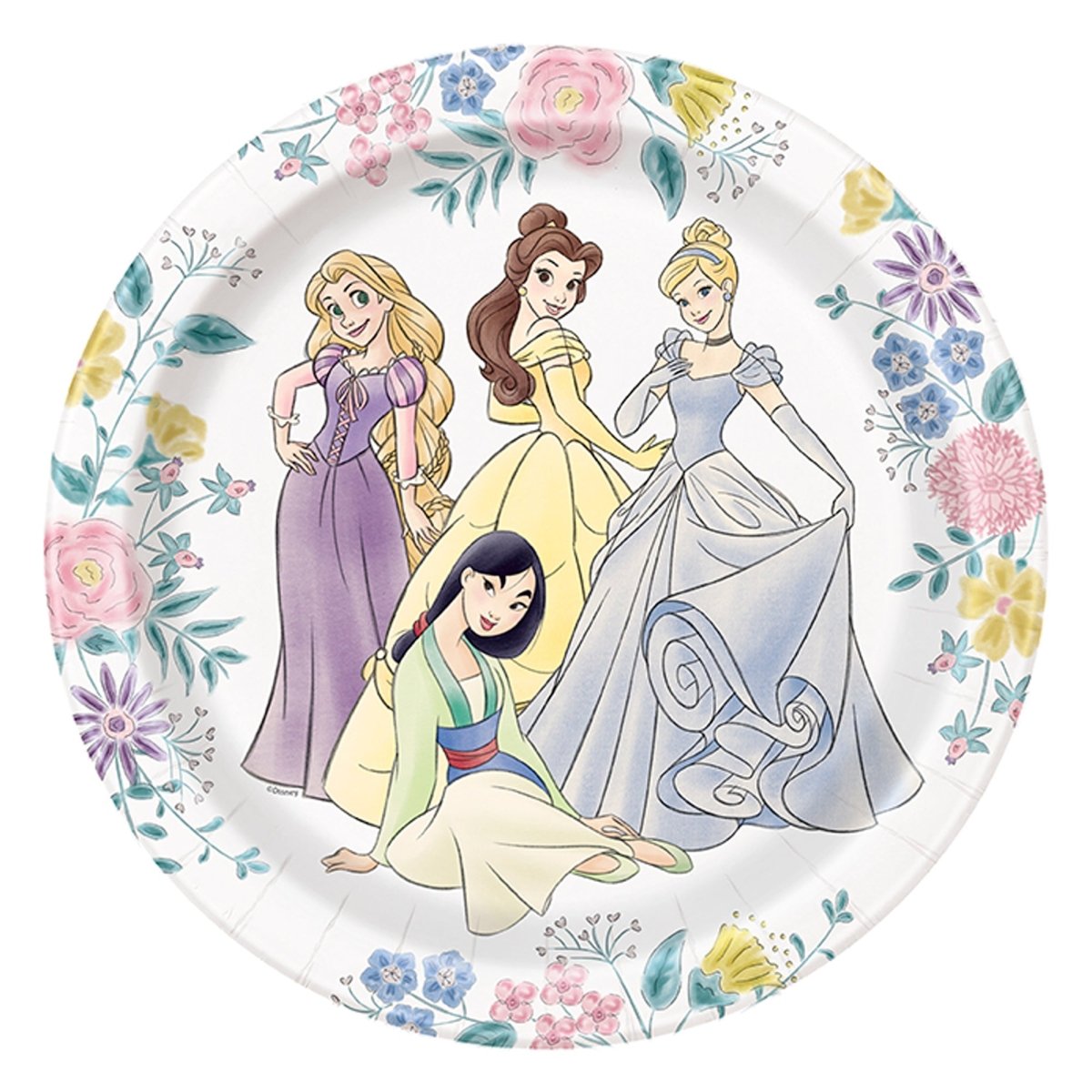 Disney Princesses Birthday Large Round Lunch Paper Plates – Party Expert