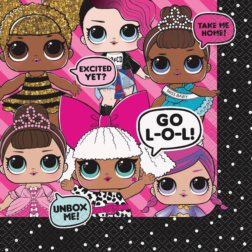 LOL Surprise Birthday Large Lunch Napkins, 16 Count | Party Supplies ...