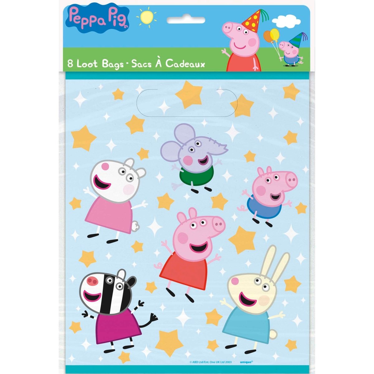 Peppa Pig Birthday Plastic Favour Bags, 8 Count | Party Supplies ...