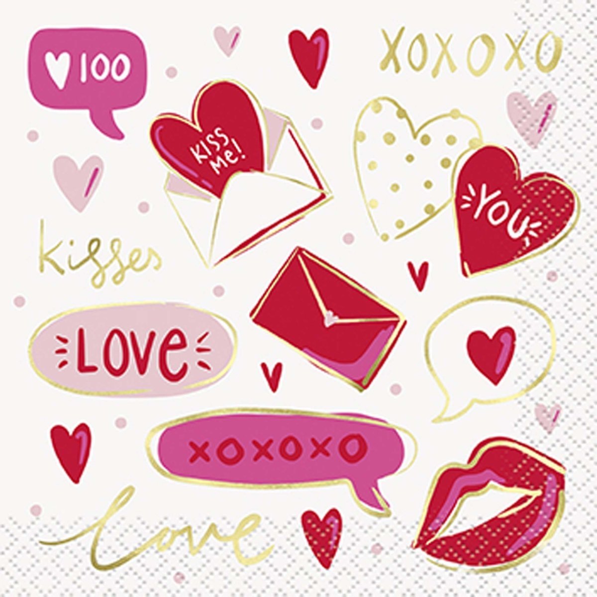 R & P Valentine's Day Small Beverage Napkins, 16 Count | Party Expert