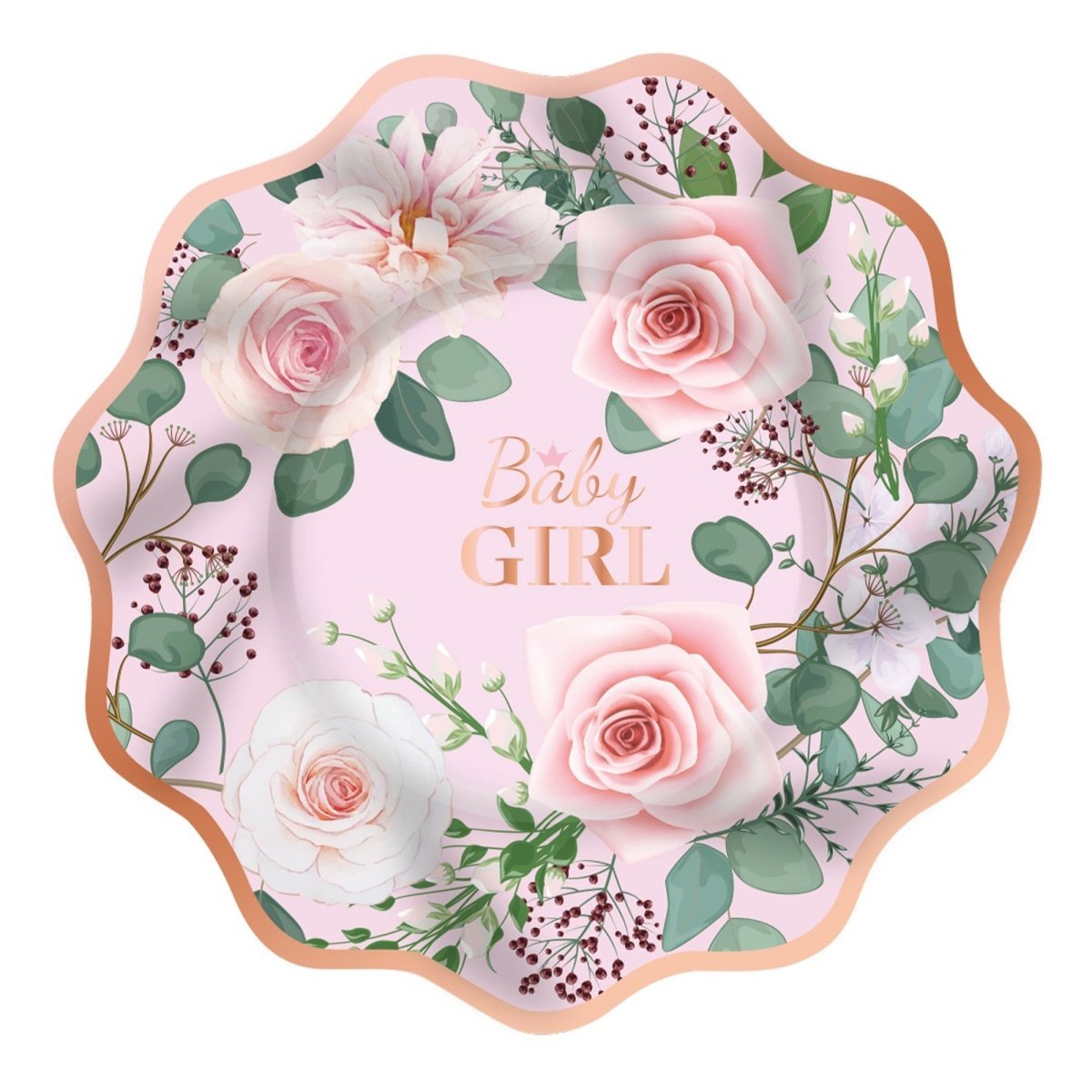 Baby In Bloom Large Lunch Paper Plates, 10 Inches | Party Expert