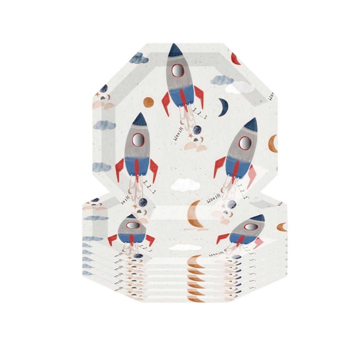 Rocket Blast Birthday Large Lunch Paper Plates | Party Expert
