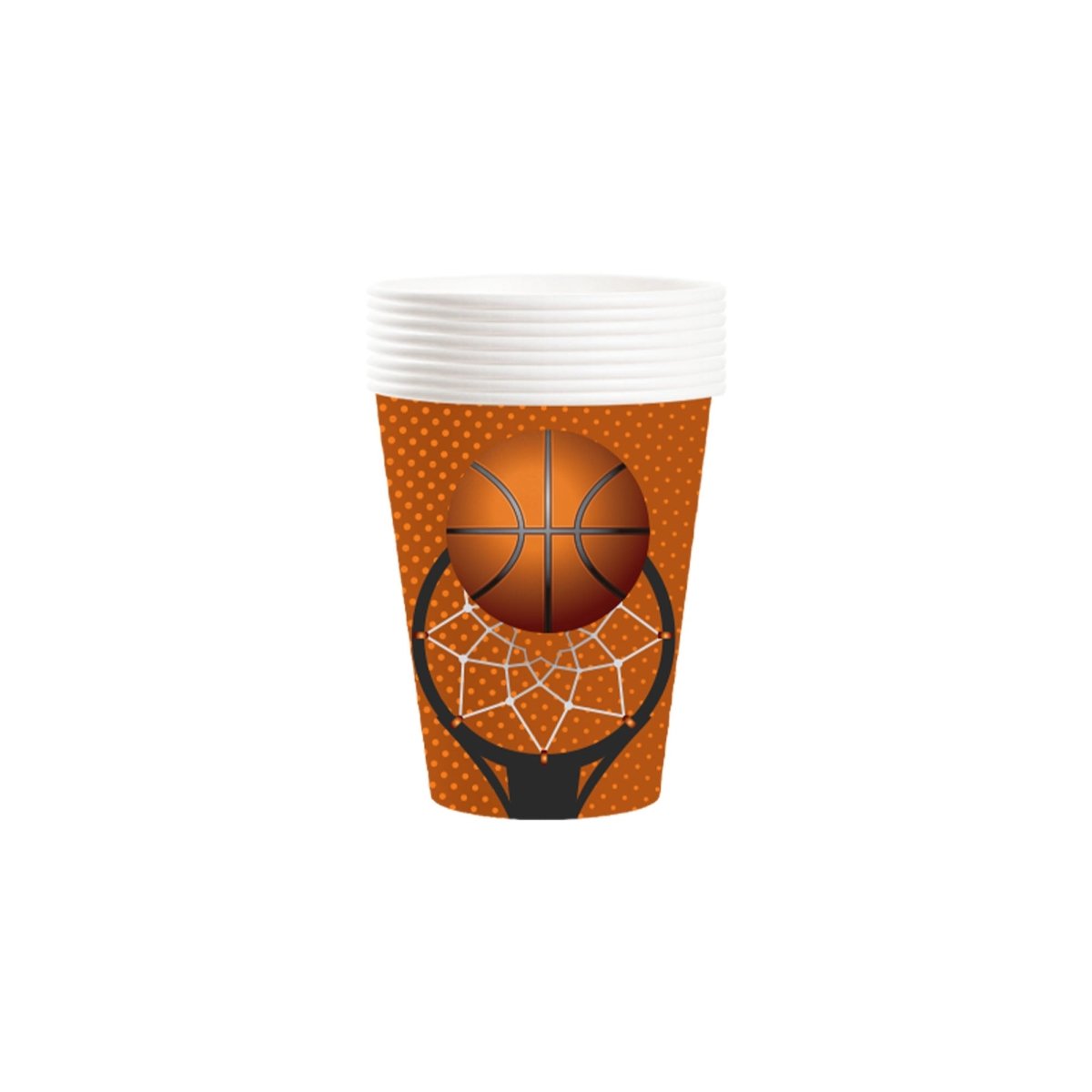 Basketball Paper Cups, 9 Oz, 8 Count | Party Expert