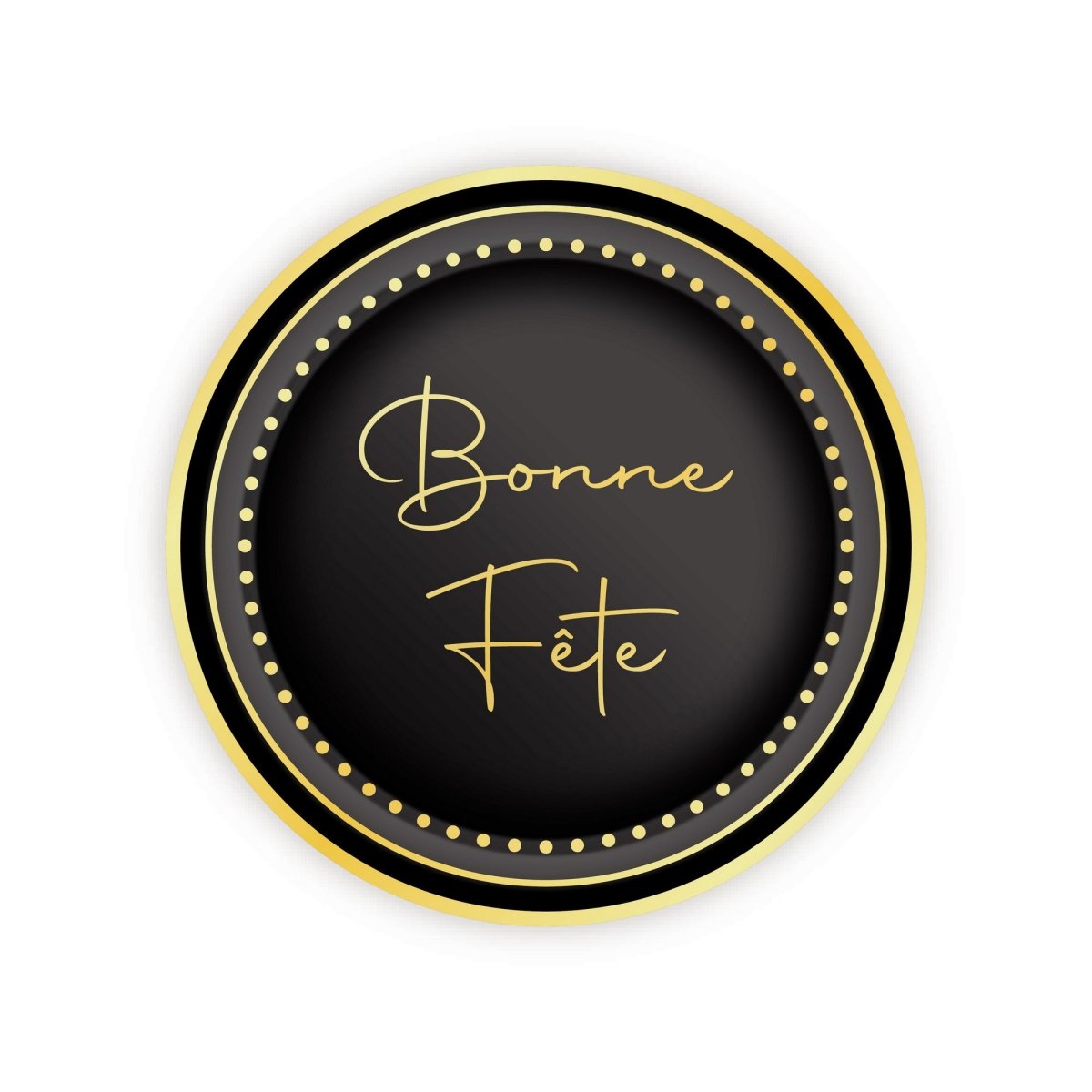 Golden Celebration Bonne Fête Small Round Dessert Paper Plates – Party ...