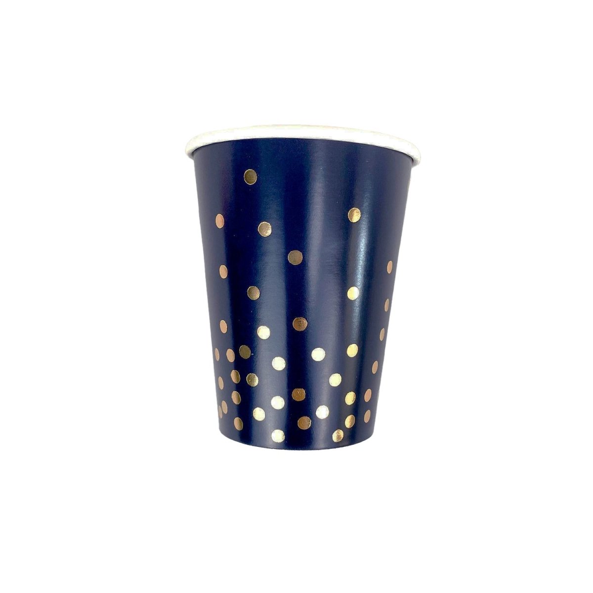 Navy Blue Paper Cups with Gold Confetti, 9 Oz, 8 Count | Party Expert