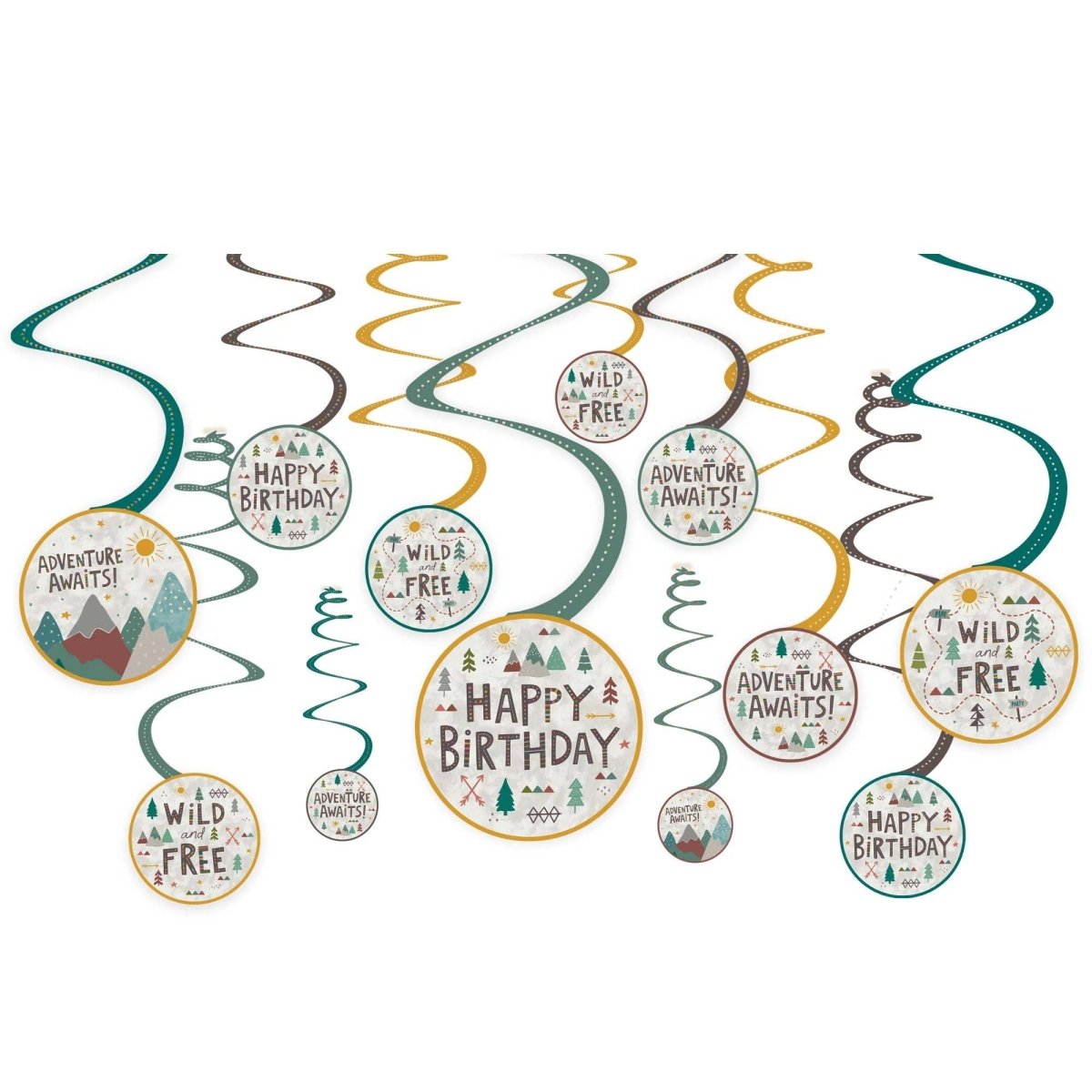 Wilderness Birthday Spiral Decoration Kit with Cutouts | Party Expert