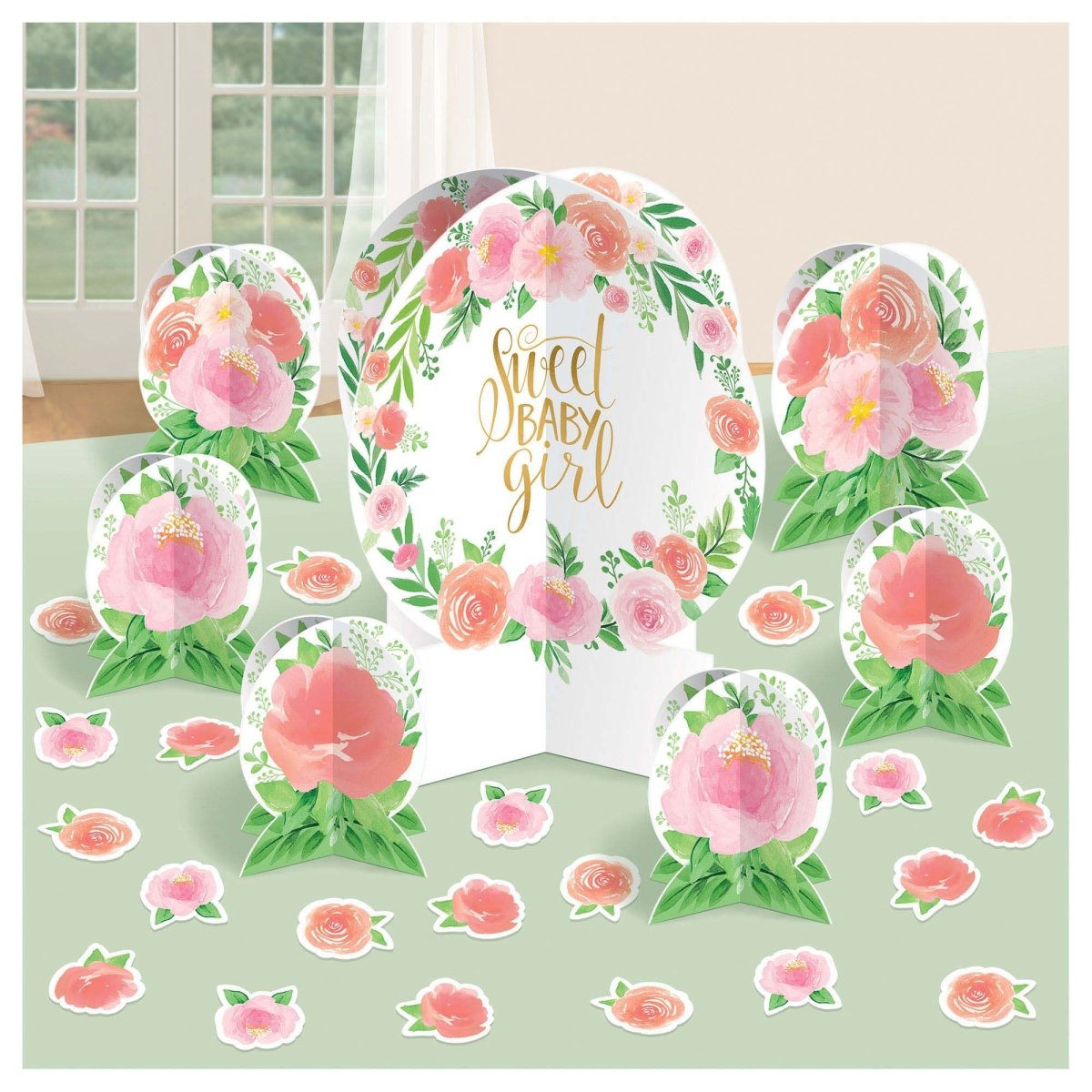 Floral Baby Paper Table Centerpiece Decoration Kit | Party Expert