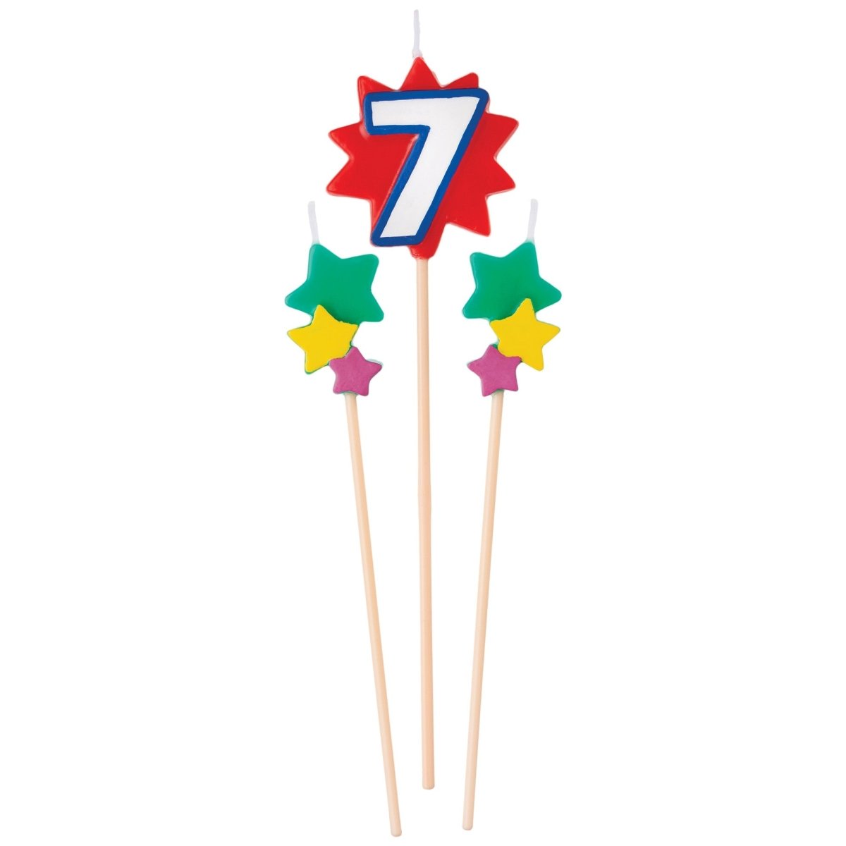 Birthday Cake Pick Candles #7, 5 1/2-7 Inches, 3 Count | Party Expert