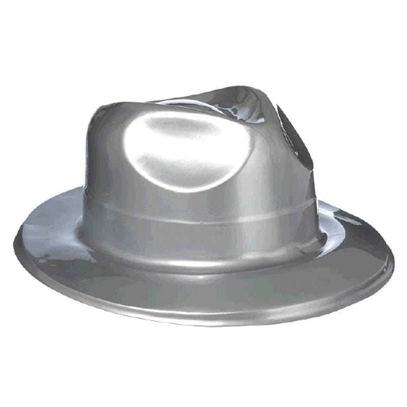 Silver Plastic Fedora Hat for Adults | Party Expert