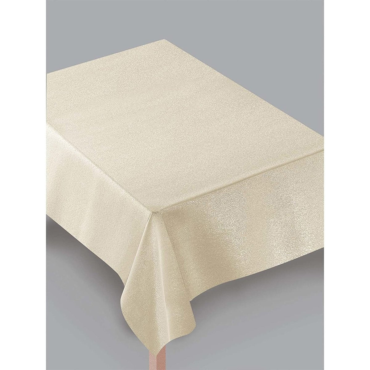 Metallic Beige Rectangular Tablecloth, 60 x 84 Inches | Party Expert