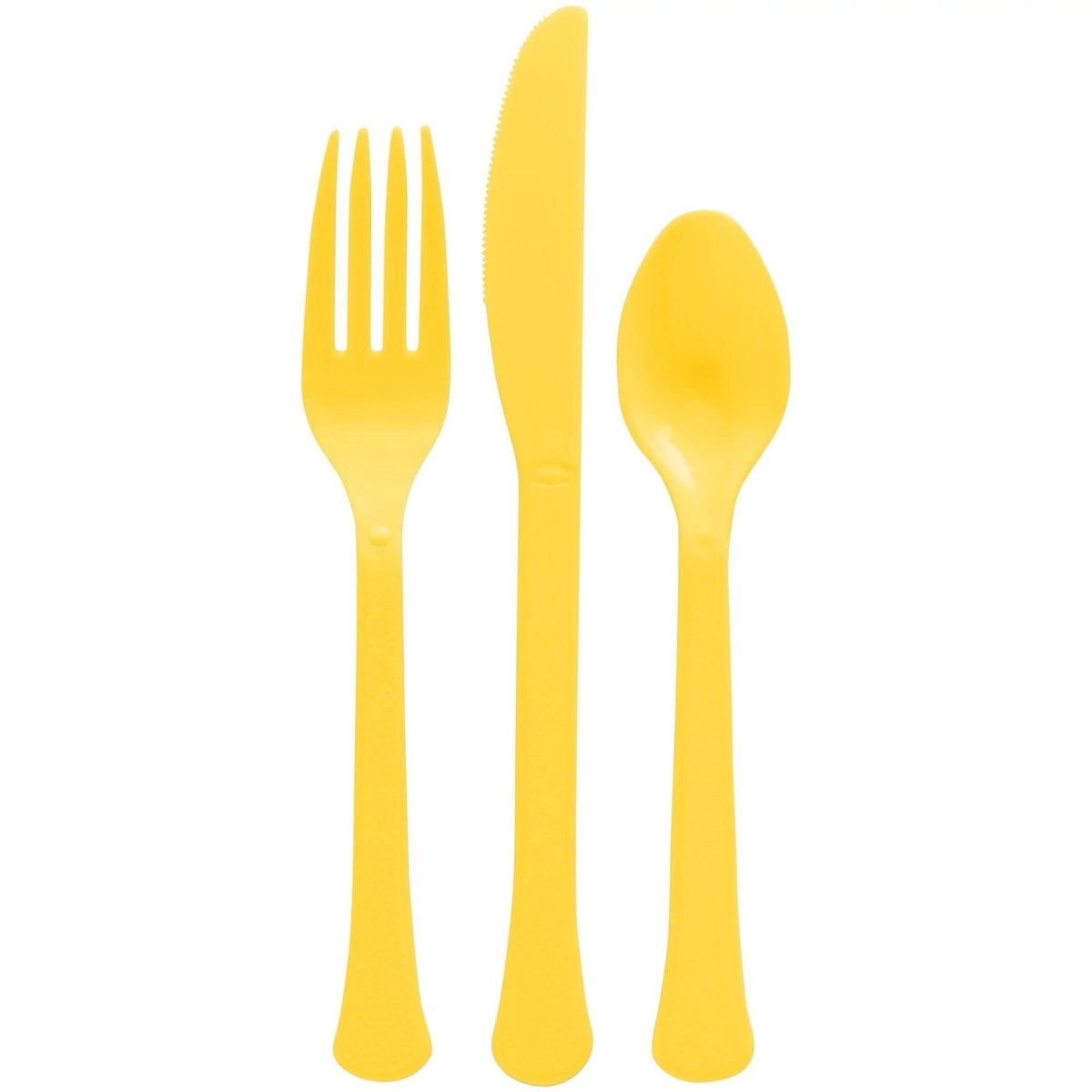 Yellow Sunshine Plastic Cutlery, 24 Count | Party Expert