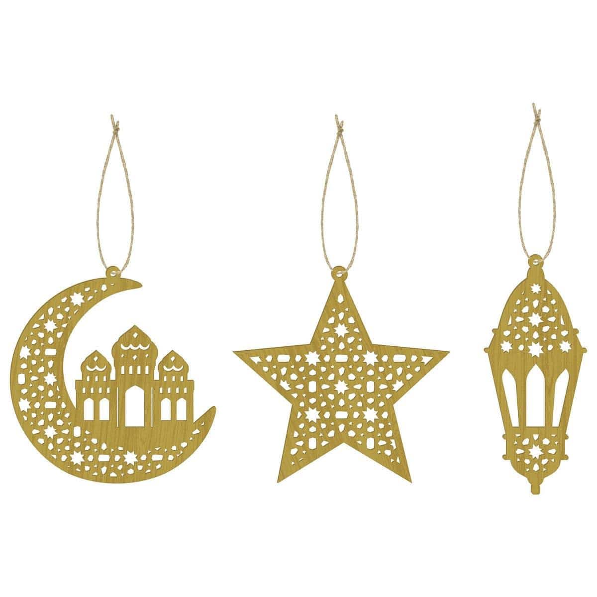 Eid Celebration Wooden Cutouts, 3 Count | Party Expert