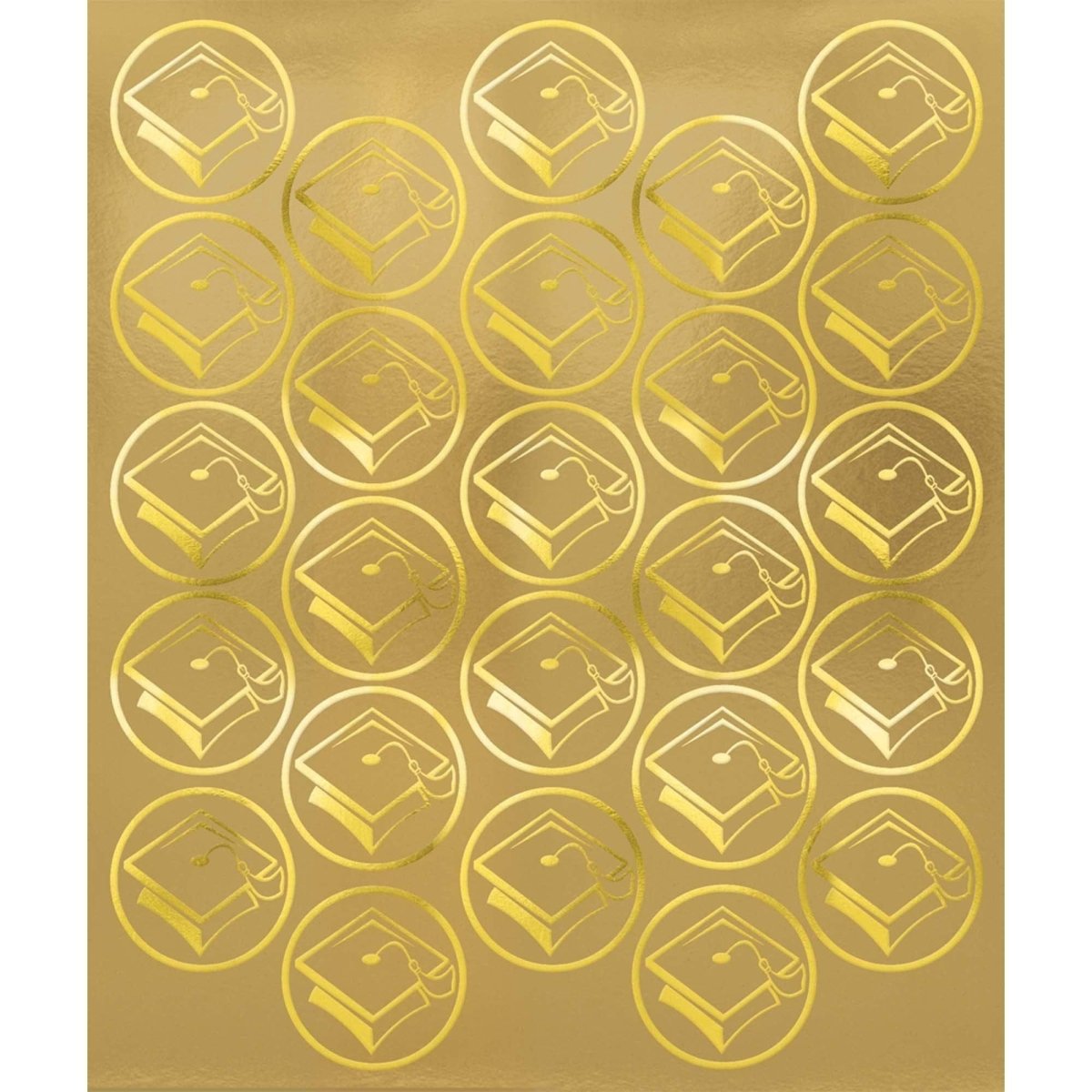 Graduation Cap Sticker Seals, Metallic Gold, 50 Count – Party Expert