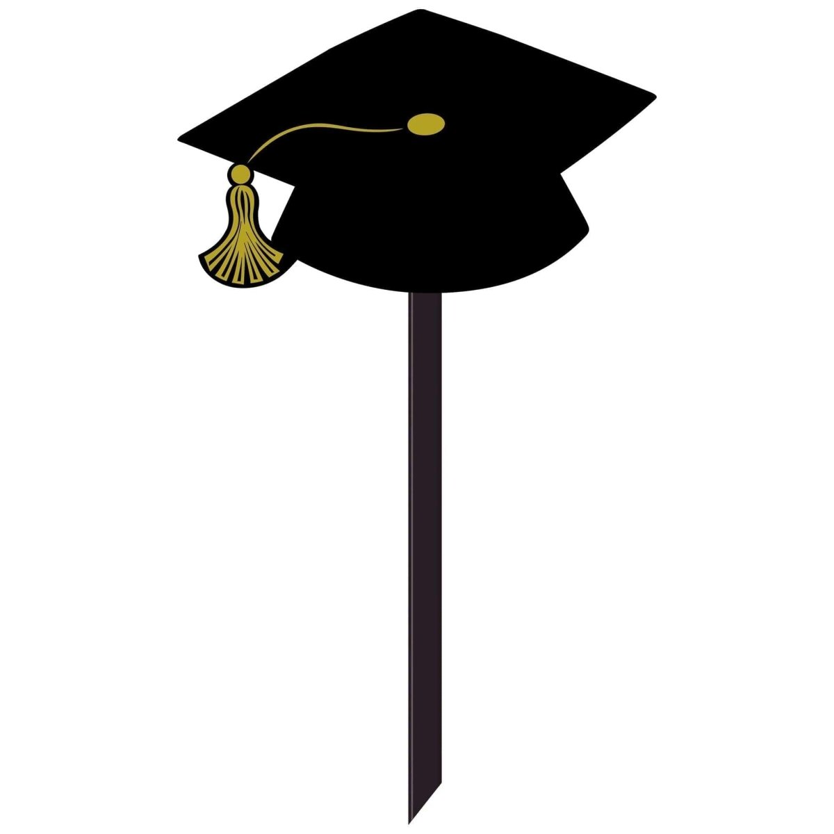 Graduation Cap Yard Sign, Black and Gold - Party Expert