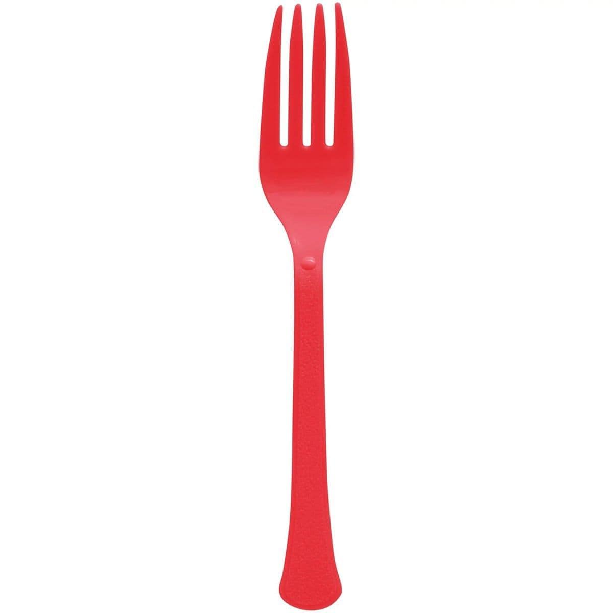 Apple Red Plastic Forks, 20 Count | Party Expert