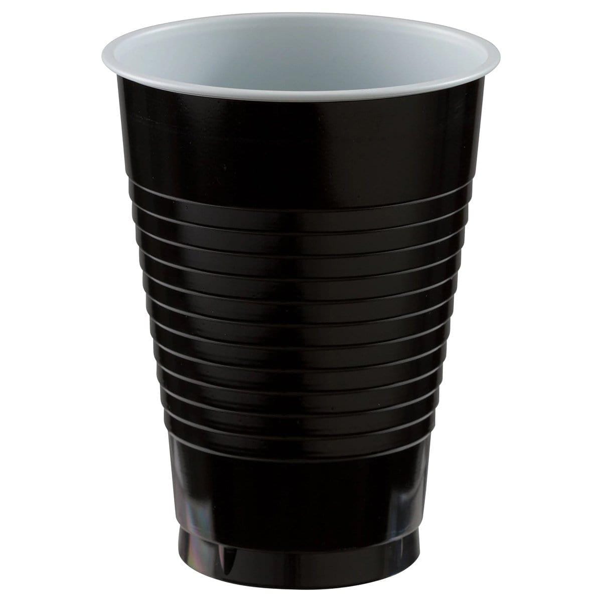 Jet Black Plastic Cups, 12 oz., 20 Count | Party Expert