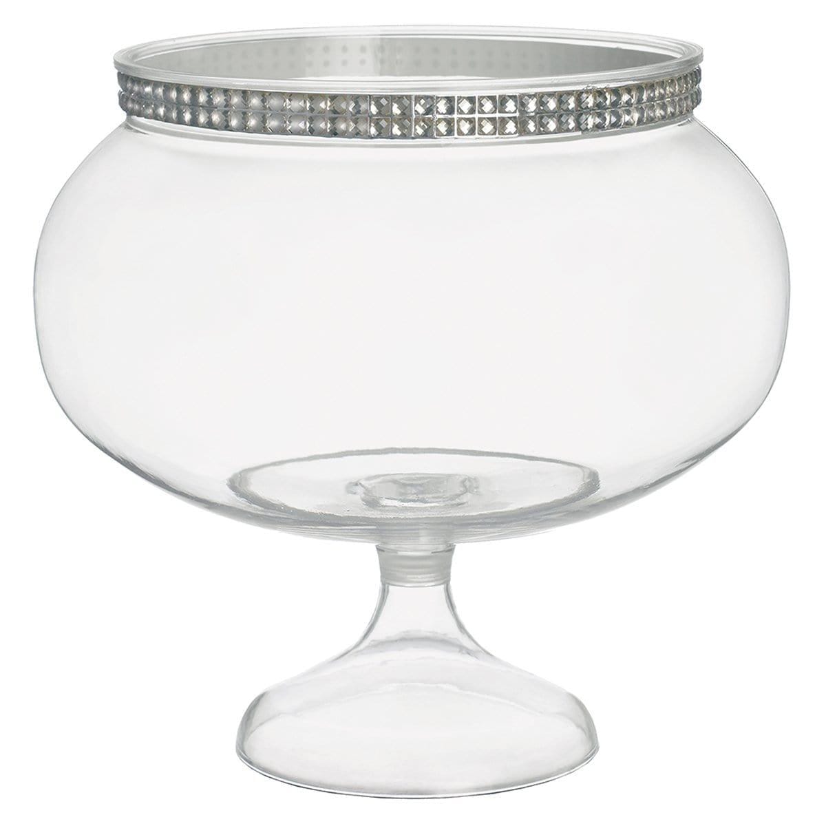 Short Pedestal Jar with Silver Gems | Party Expert