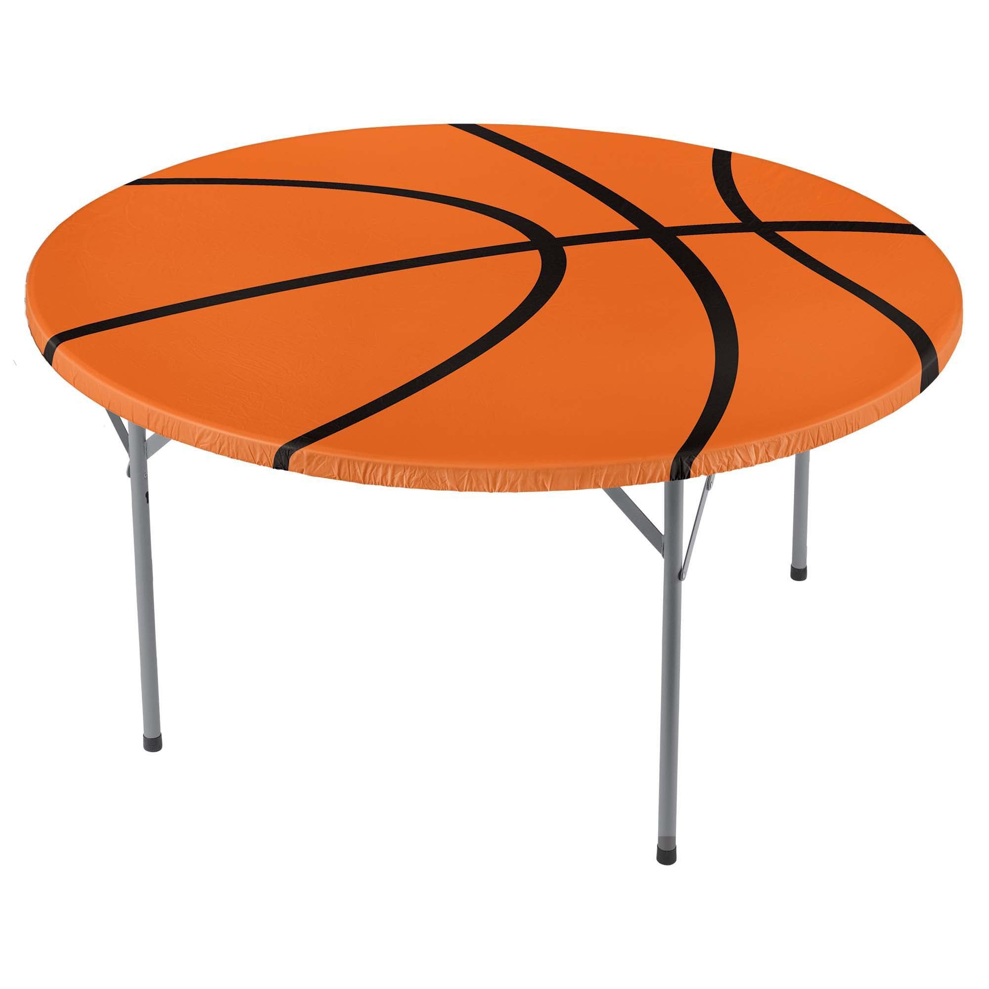Round Basketball Tablecover with Elastic, 60 Inches | Party Expert