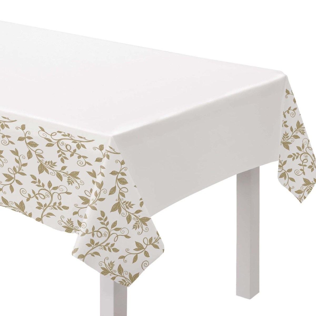 50th Anniversary Gold Table Cover, 54 x 102 Inches | Party Expert