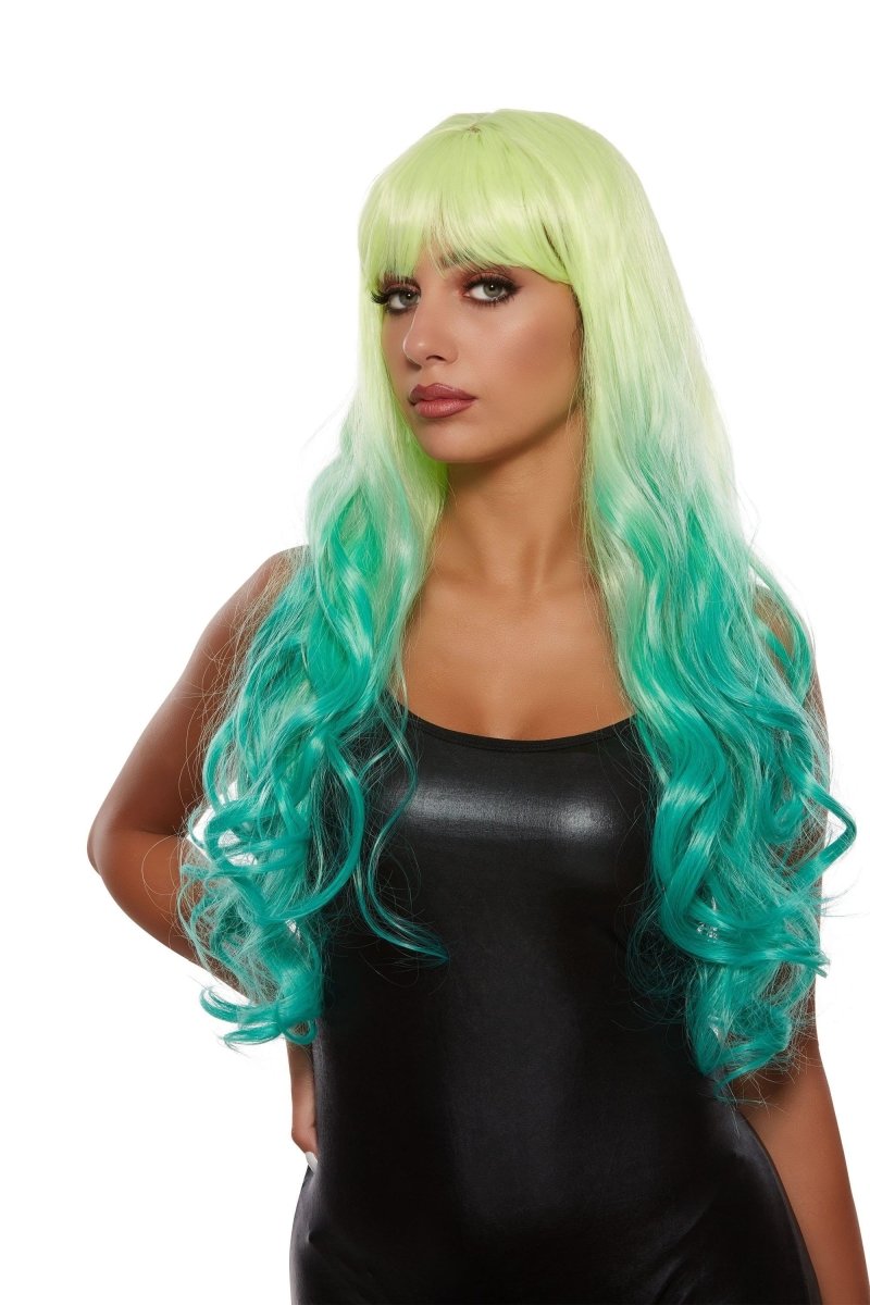 Lime & Teal Kelly Long Wavy Deluxe Wig for Women – Party Expert