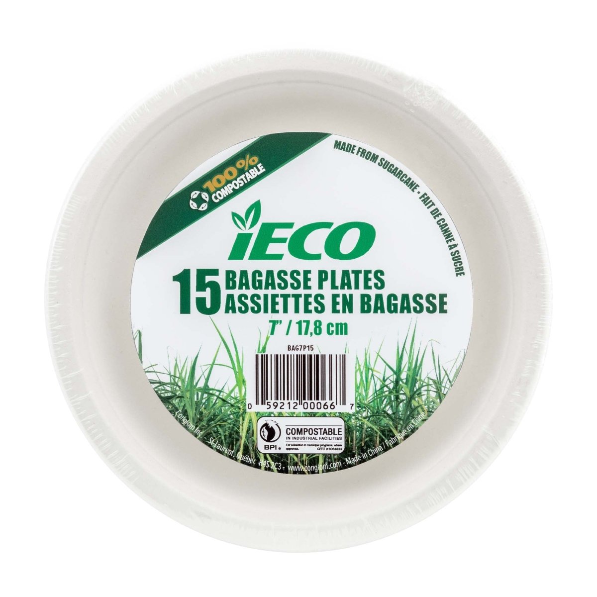 iECO Small Round Dessert Bagasse Plates, 7 Inches | Party Expert