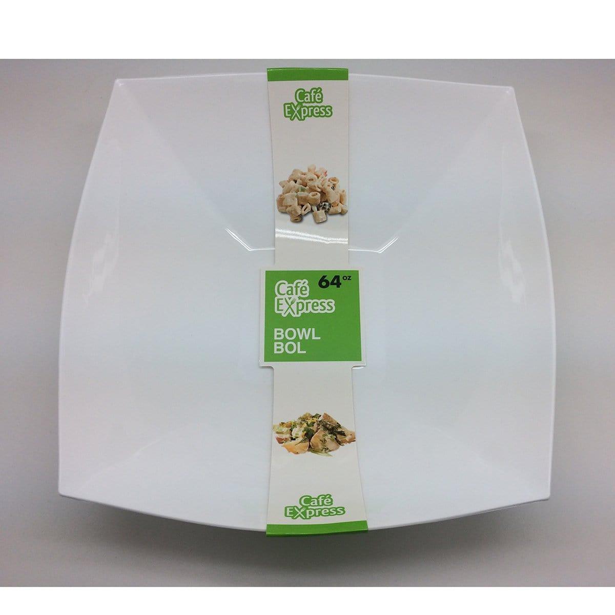 Plastic Square Bowl - White 64 oz – Party Expert