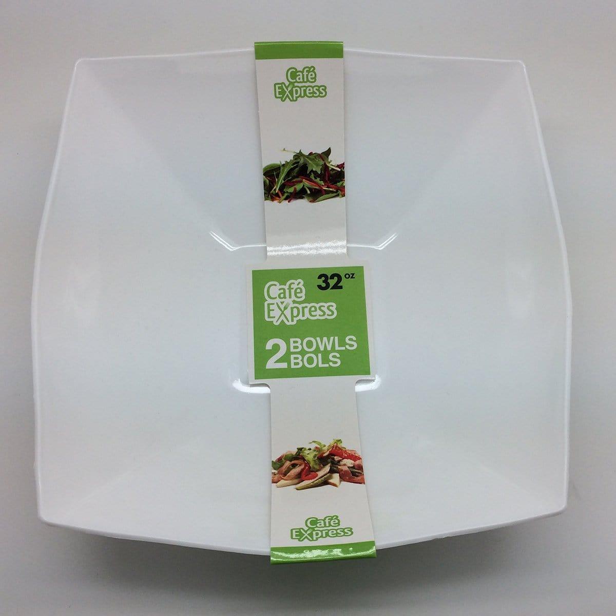 Plastic White 32oz. Squares Bowls 2/pkg – Party Expert