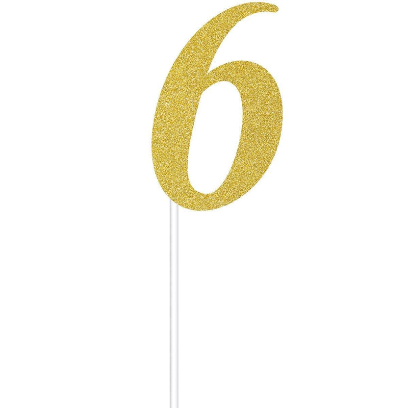 Cake Topper 6 Glitter 6 In. - Gold – Party Expert