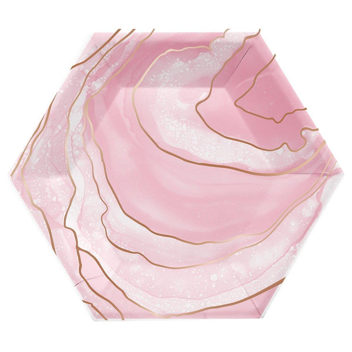 Rosé All Day Geode Paper Plates 8 Inches | Party Expert
