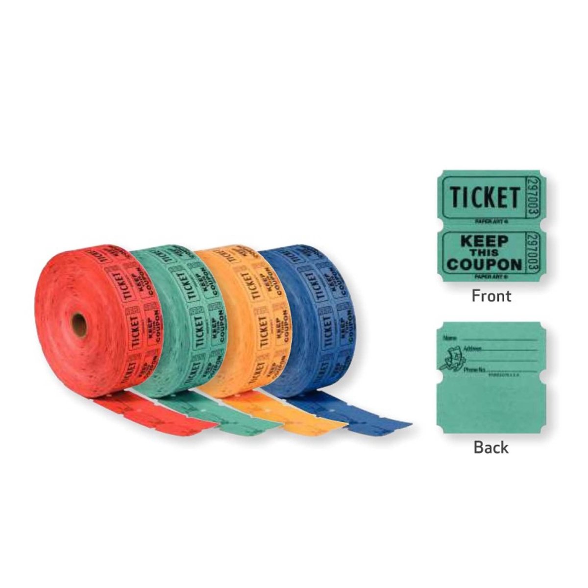 Double Ticket Roll, Assortment, 2000 Count | Party Expert