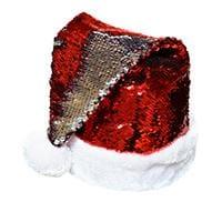 Buy Santa Hat - Sequin Fabric - Red and Silver | Party Expert