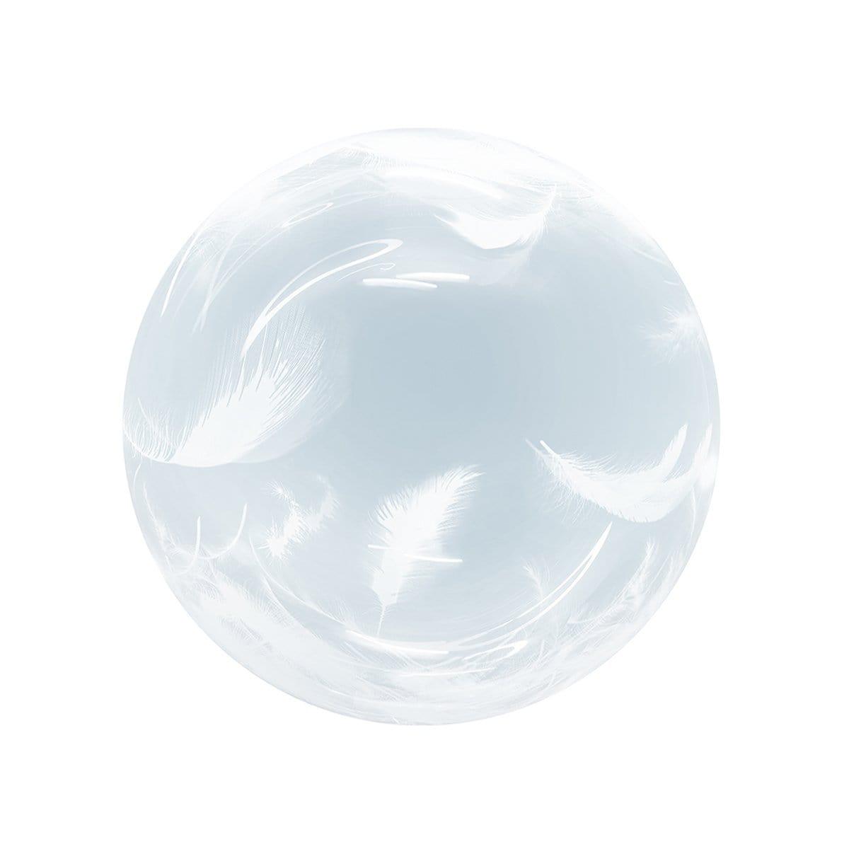 Bubble Balloon, White Feathers, 18 Inches | Party Expert
