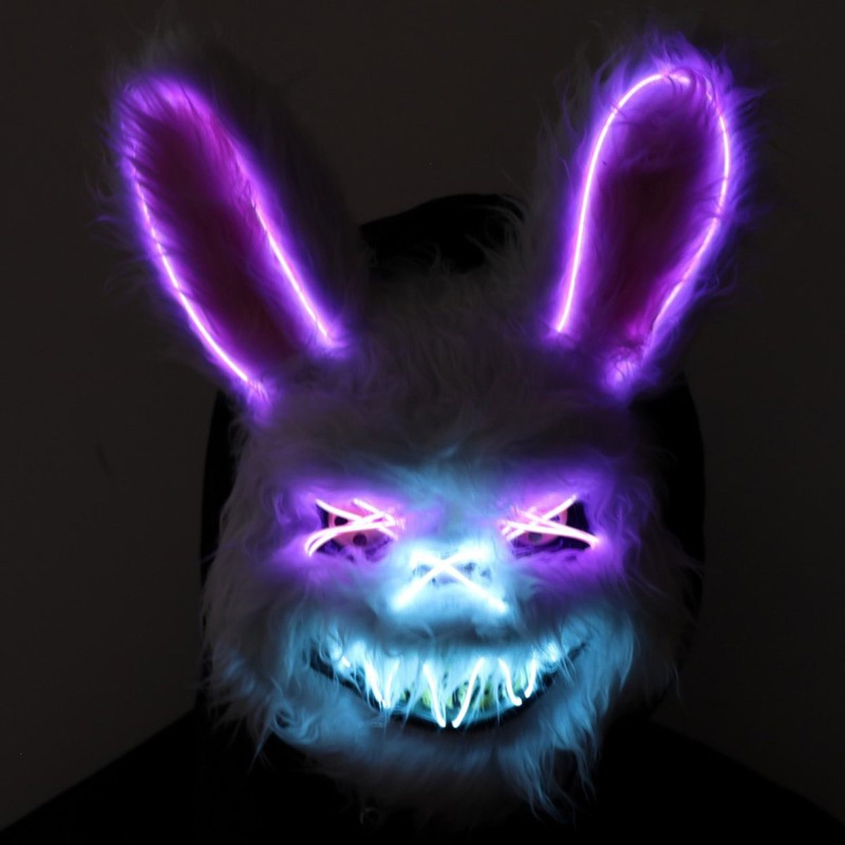 LED Bunny Mask for adults, Assortement, 1 Count – Party Expert