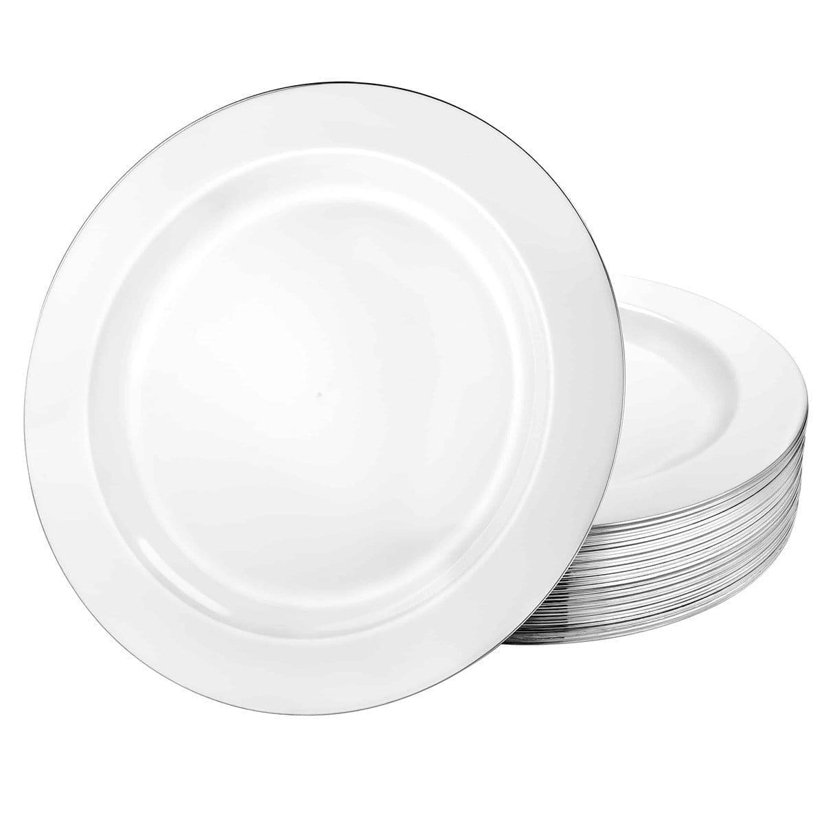 Round Plate 10In., White & Silver, 10 Count – Party Expert
