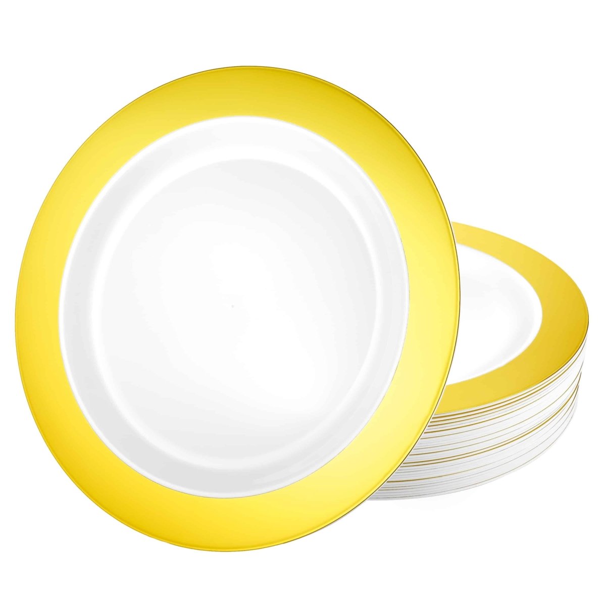Round Plate 10'' - White & Gold - 10/Pk – Party Expert