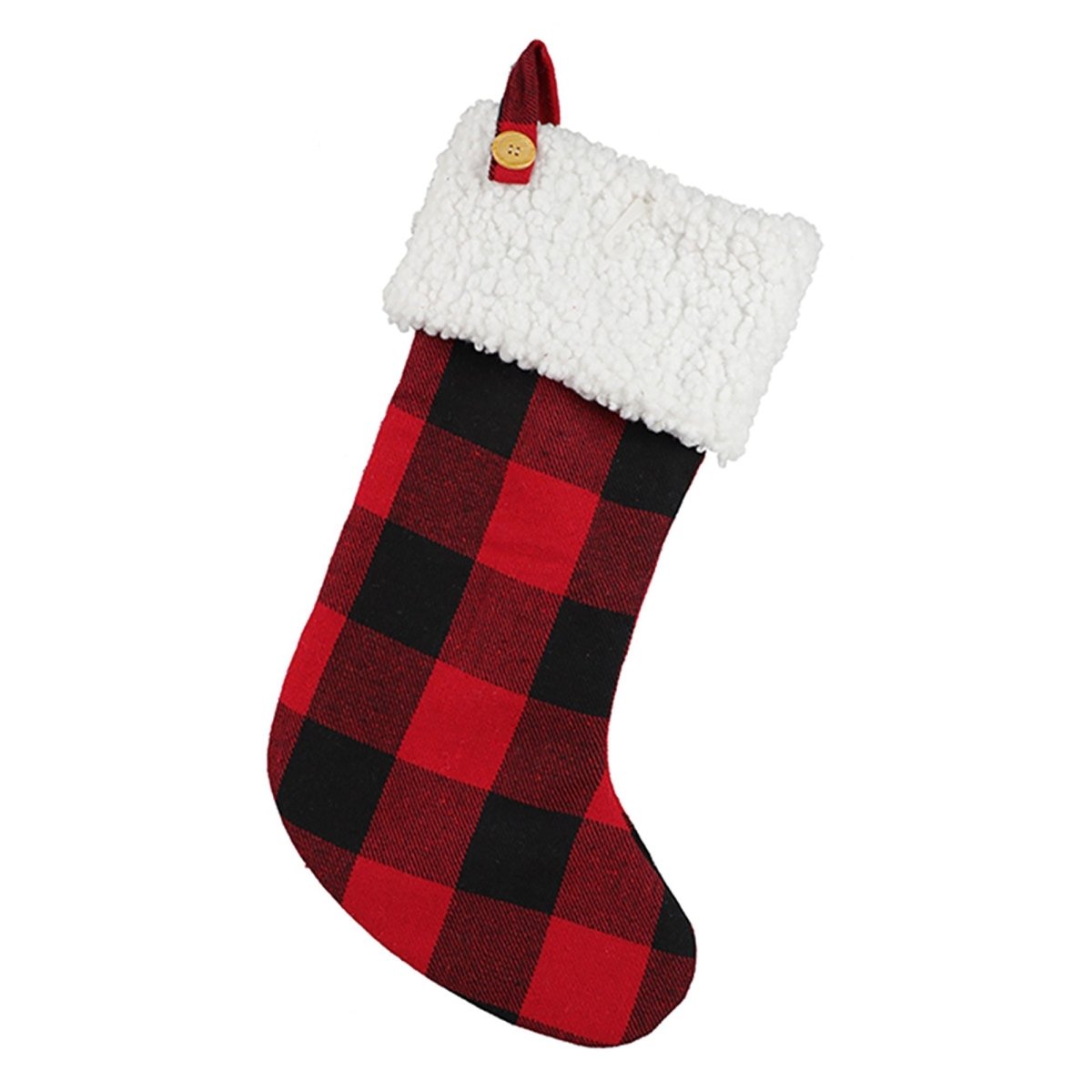 Red and Black Fabric Christmas Stocking, 1 Count | Party Expert