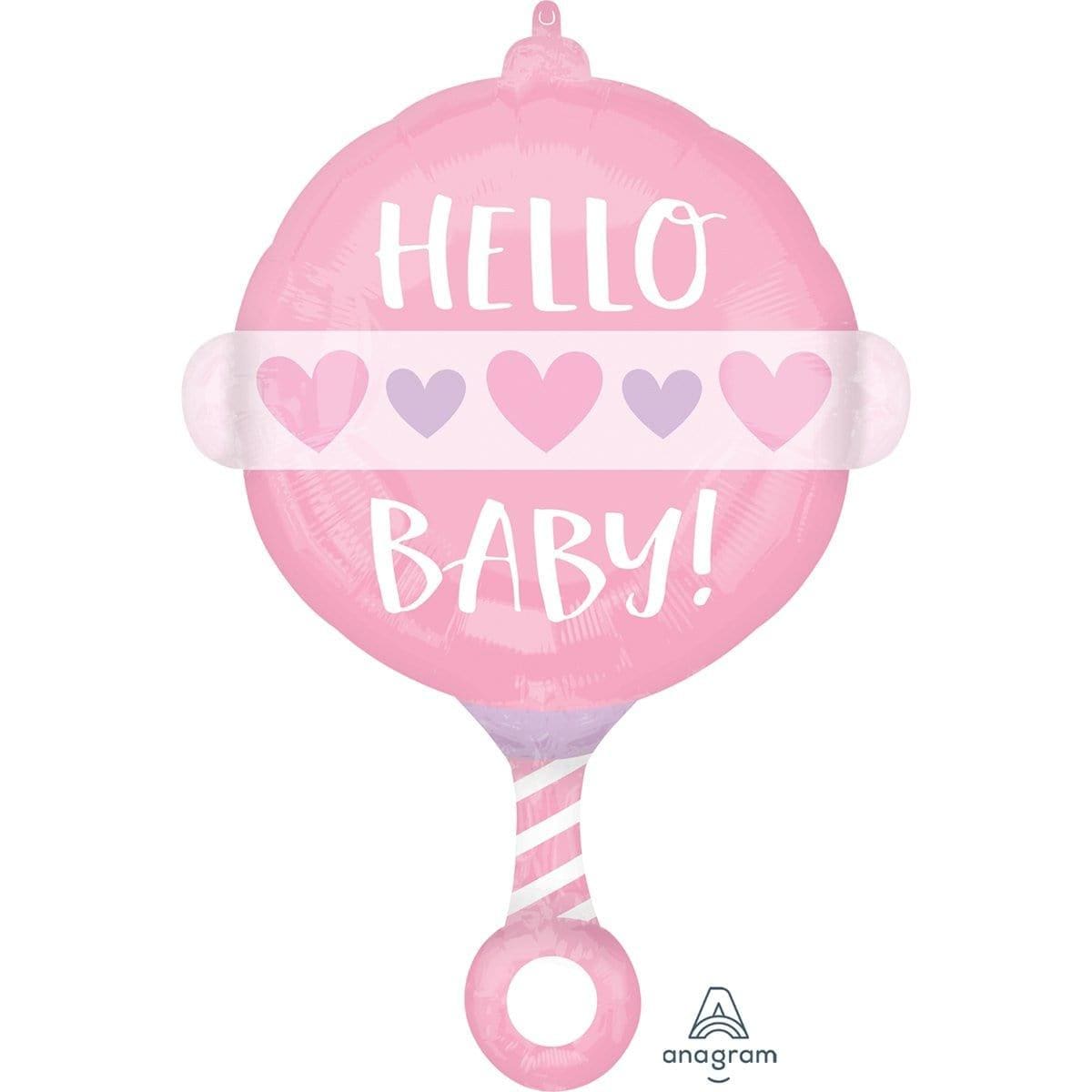 Baby Girl Rattle Toy Balloon, 18 Inches | Party Expert