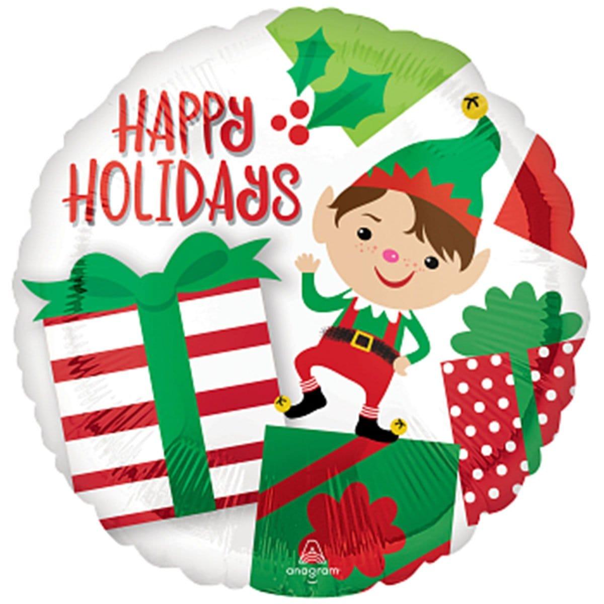 Elf Happy Holidays Foil Balloon - 18 inches | Party Expert