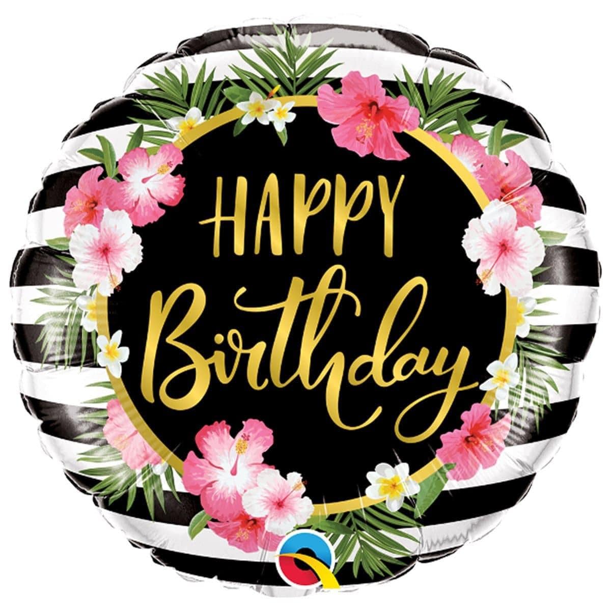 Happy Birthday Hibiscus Foil Balloon, 18 In | Party Expert