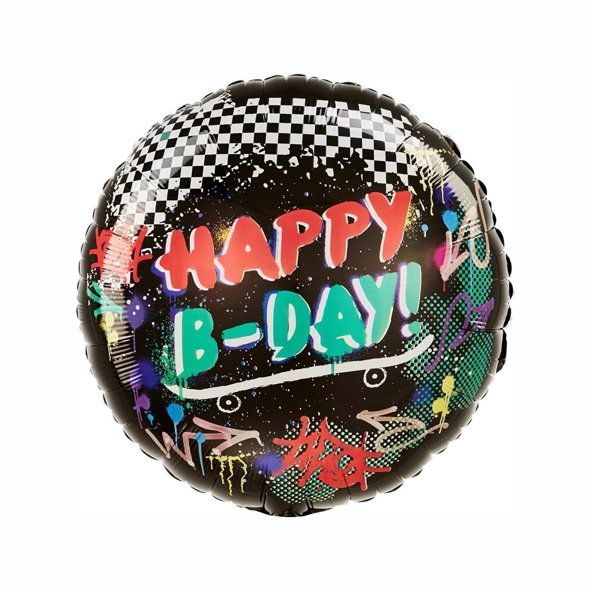 Happy Birthday Skater Party Foil Round Balloon | Party Expert