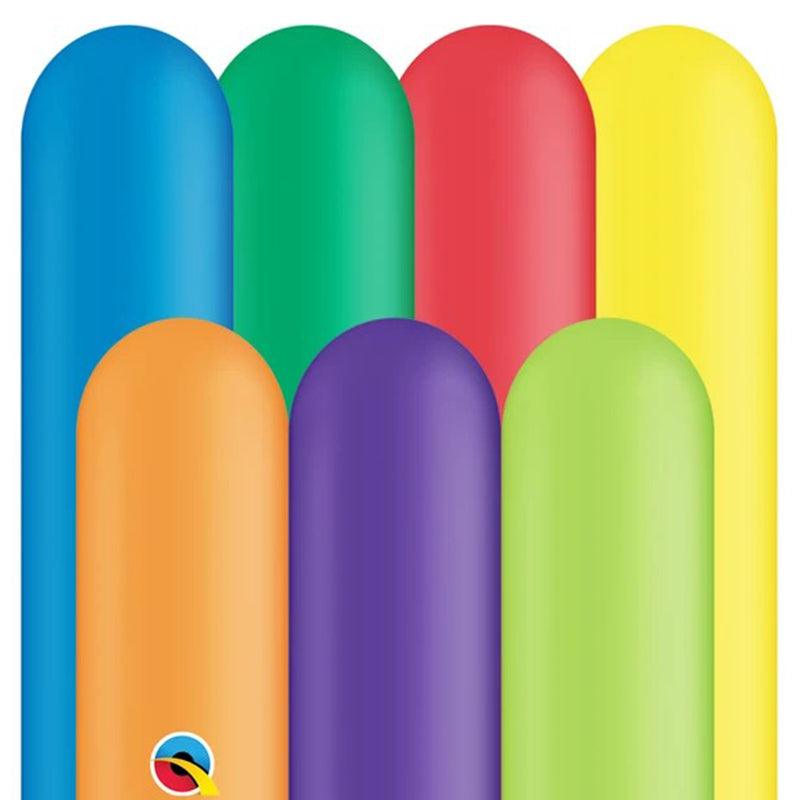 Skinny Multicolor Latex Balloons, 100 Count | Party Expert