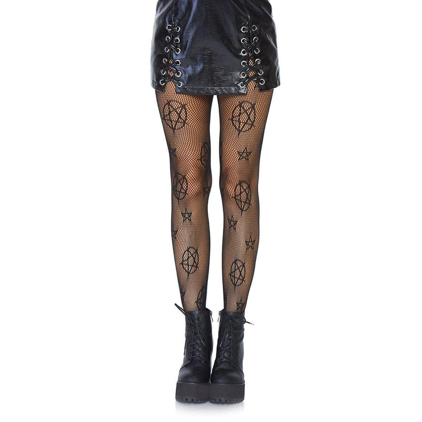 Black Occult Net Tights for Women | Party Expert