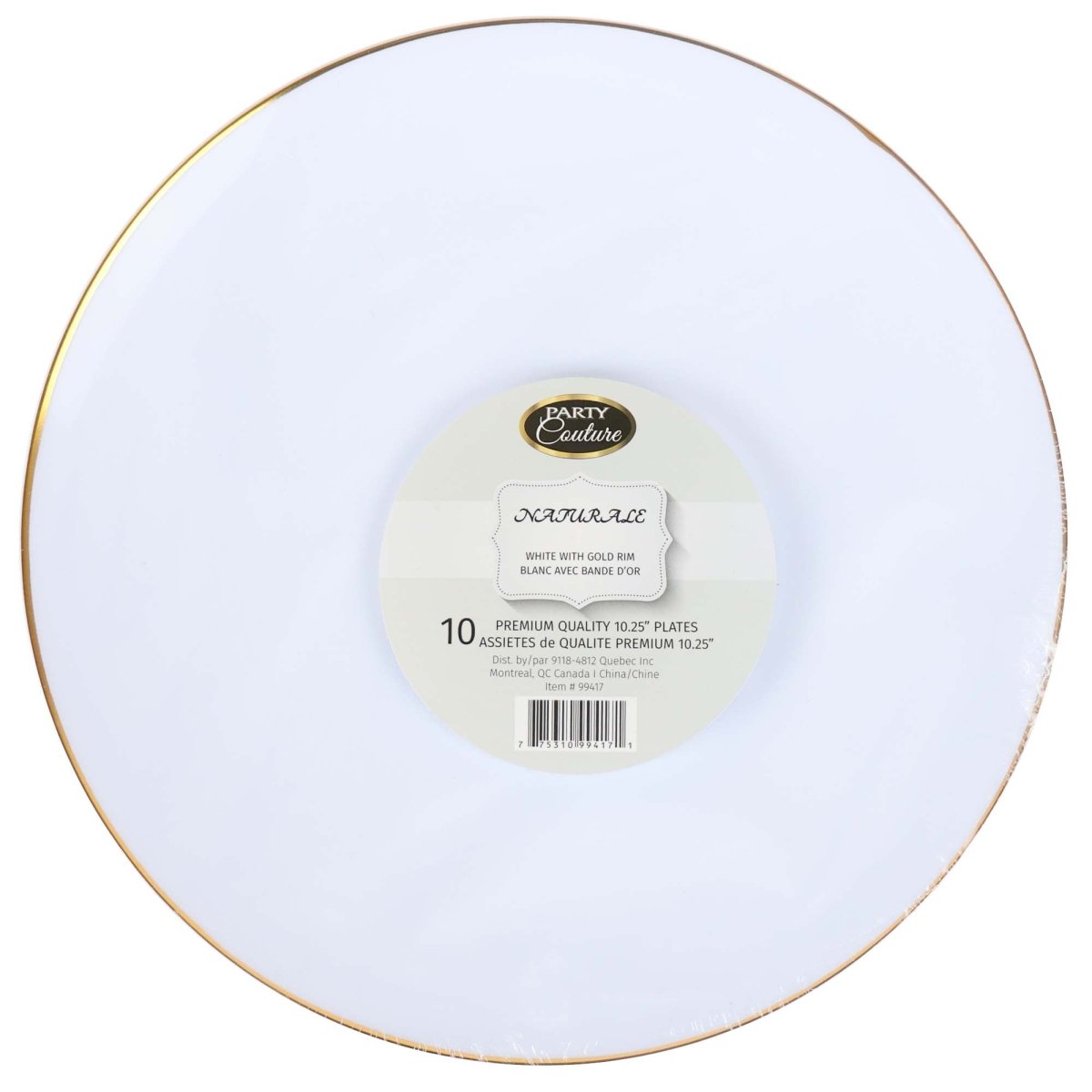 White Premium Quality Round Plates with Gold Rim | Party Expert