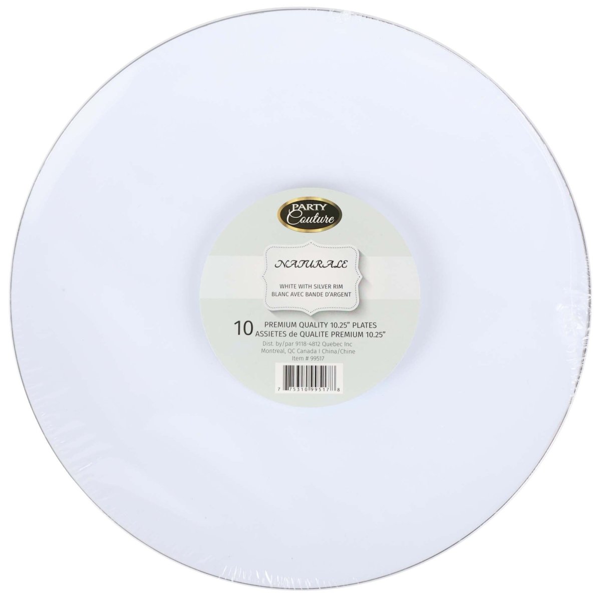 White Premium Quality Round Plates with Silver Rim | Party Expert