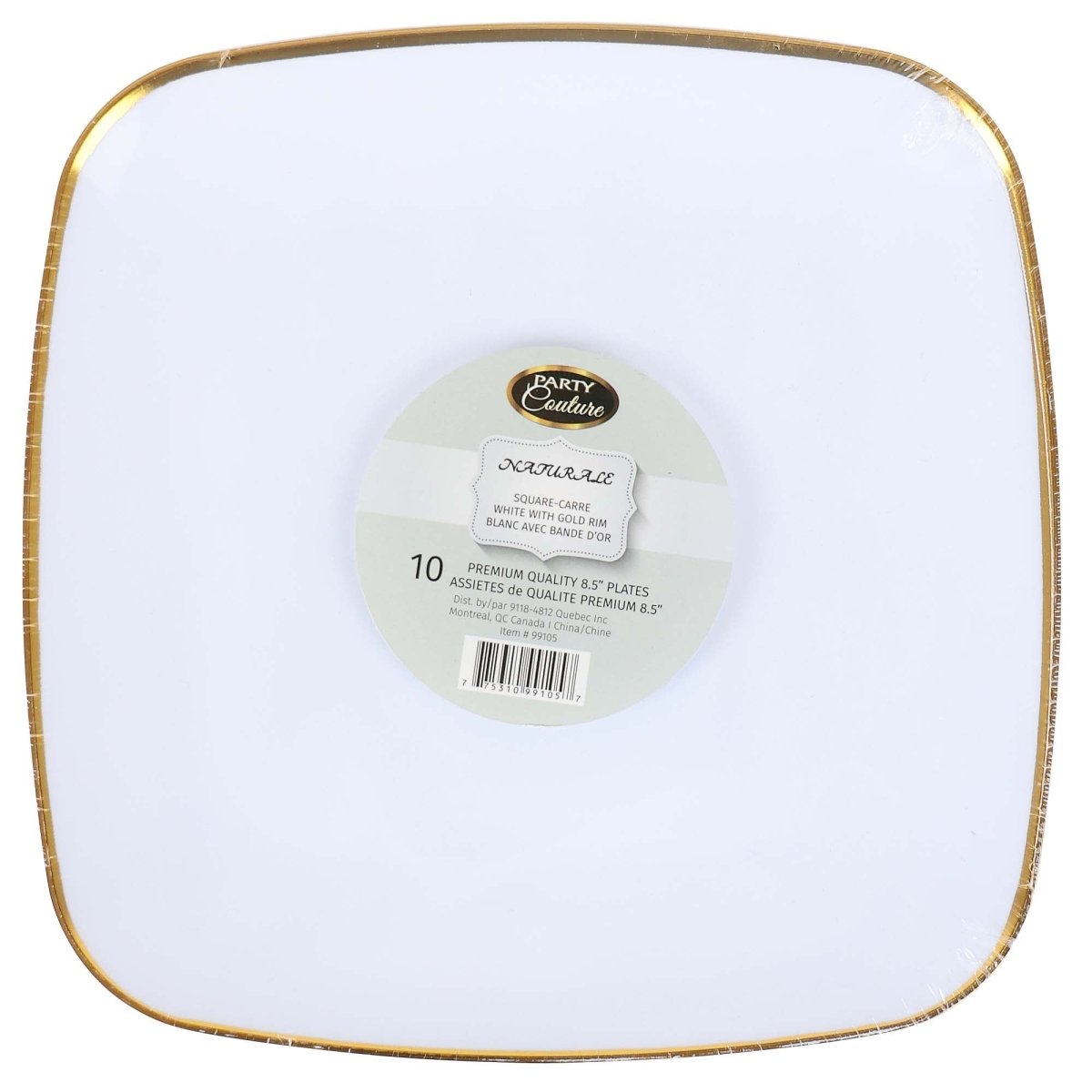 White Premium Quality Square Plates with Gold Rim | Party Expert